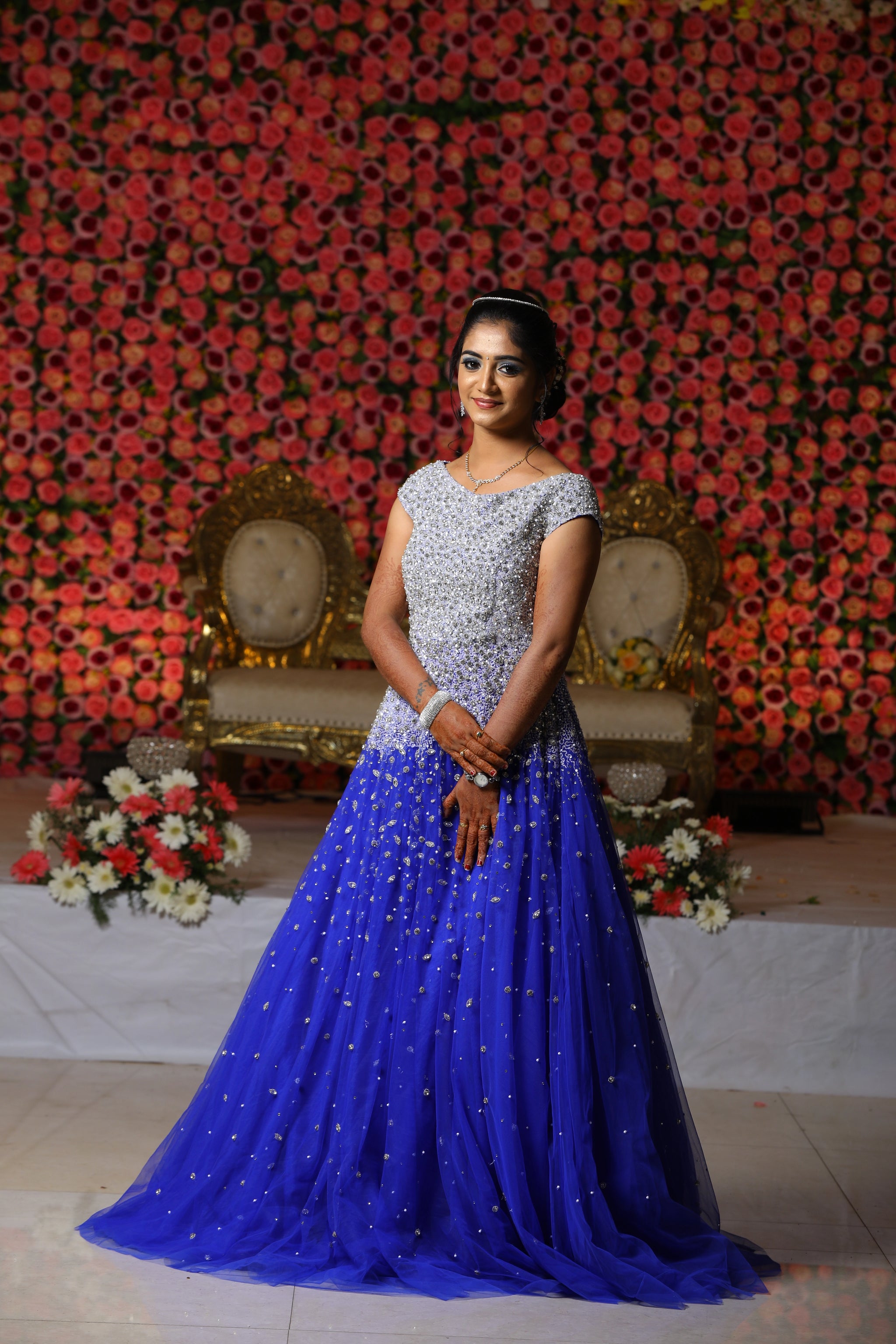 Bride from Coimbatore in a concept gown designed by Archana Karthick